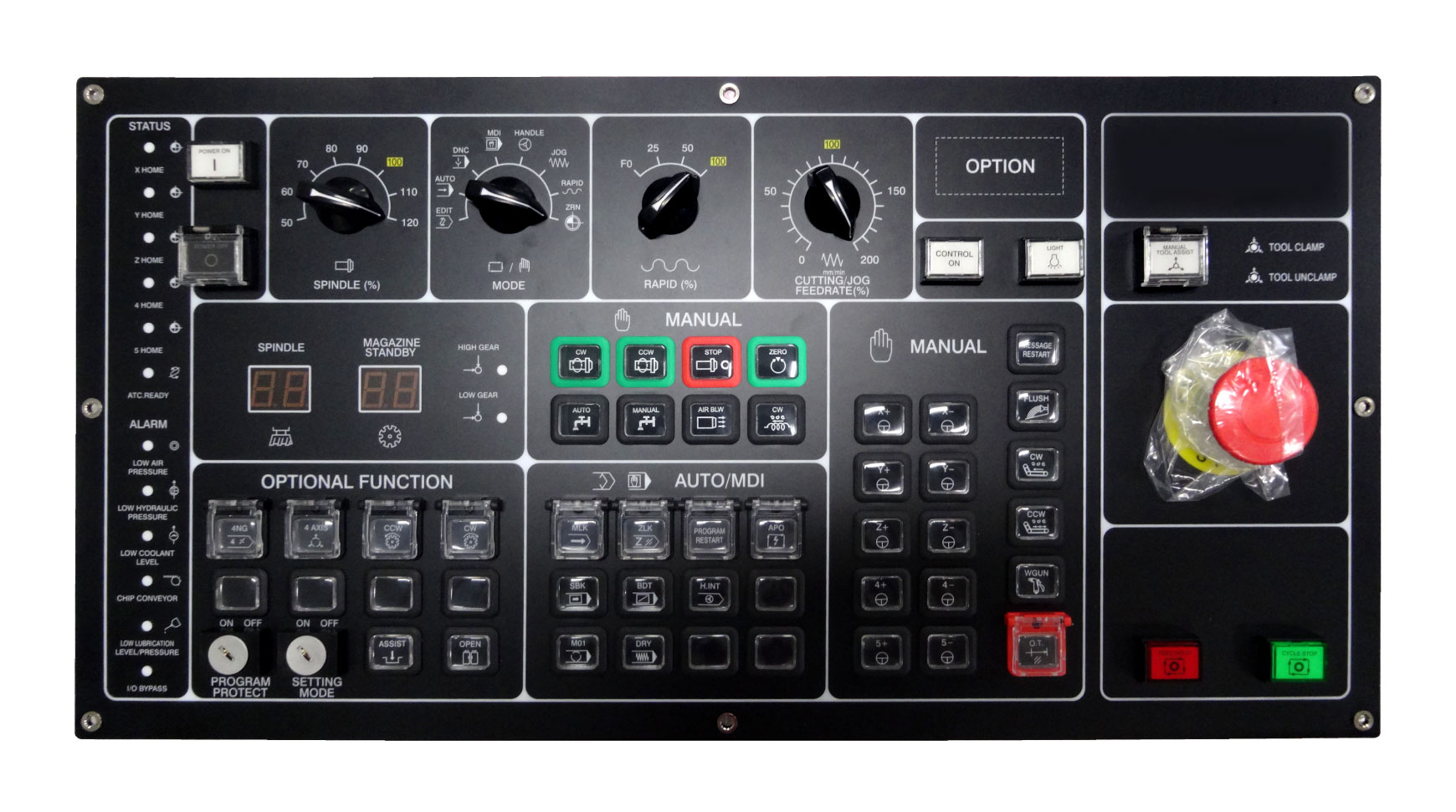 Transparenter Knopf CNC Bearbeitungszentrum Bedienfeld